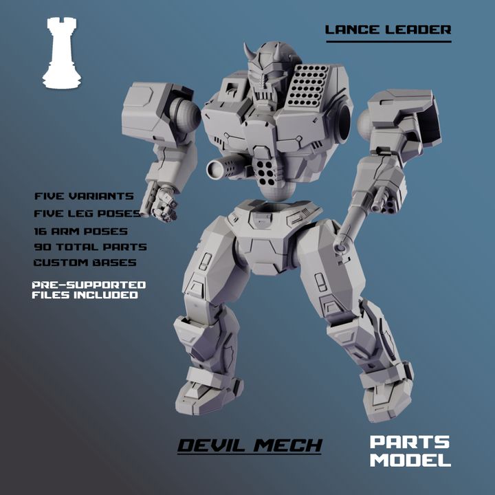 3D Printable American Mecha - AKU Devil Mech - Lance Leader by White Rook Studios